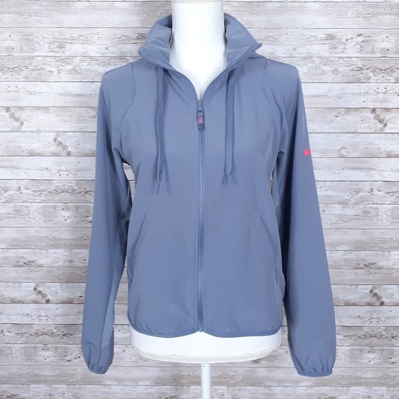 Nike Jackets And Coats Nike Dri Fit Womens Running Jacket M Gray Orange 38 Poshmark